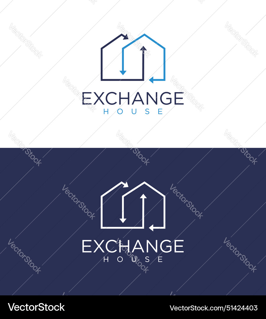 House exchange service logo design Royalty Free Vector Image