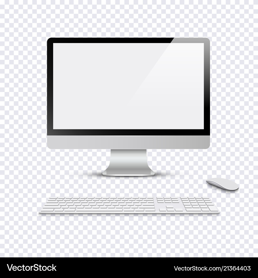 Modern monitor with keyboard and computer mouse Vector Image