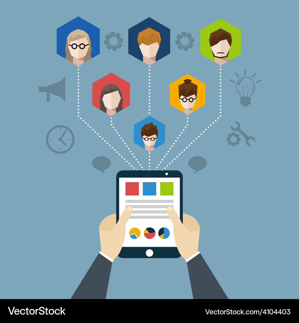 Remote Team Management Royalty Free Vector Image