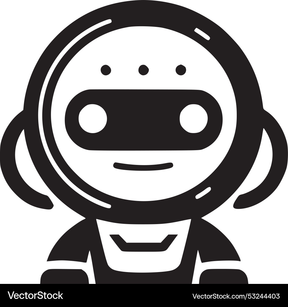 Robot - black and white Royalty Free Vector Image