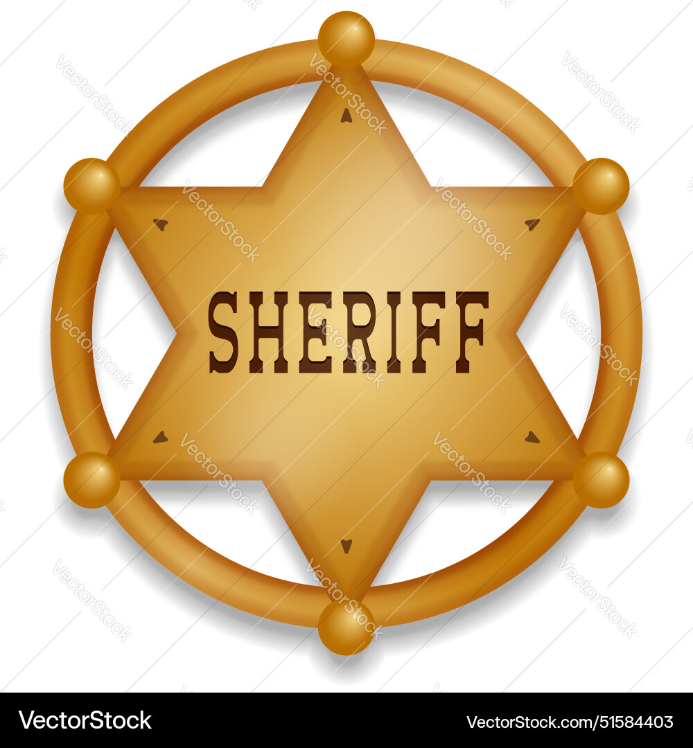 Sheriff badge hexagonal star Royalty Free Vector Image