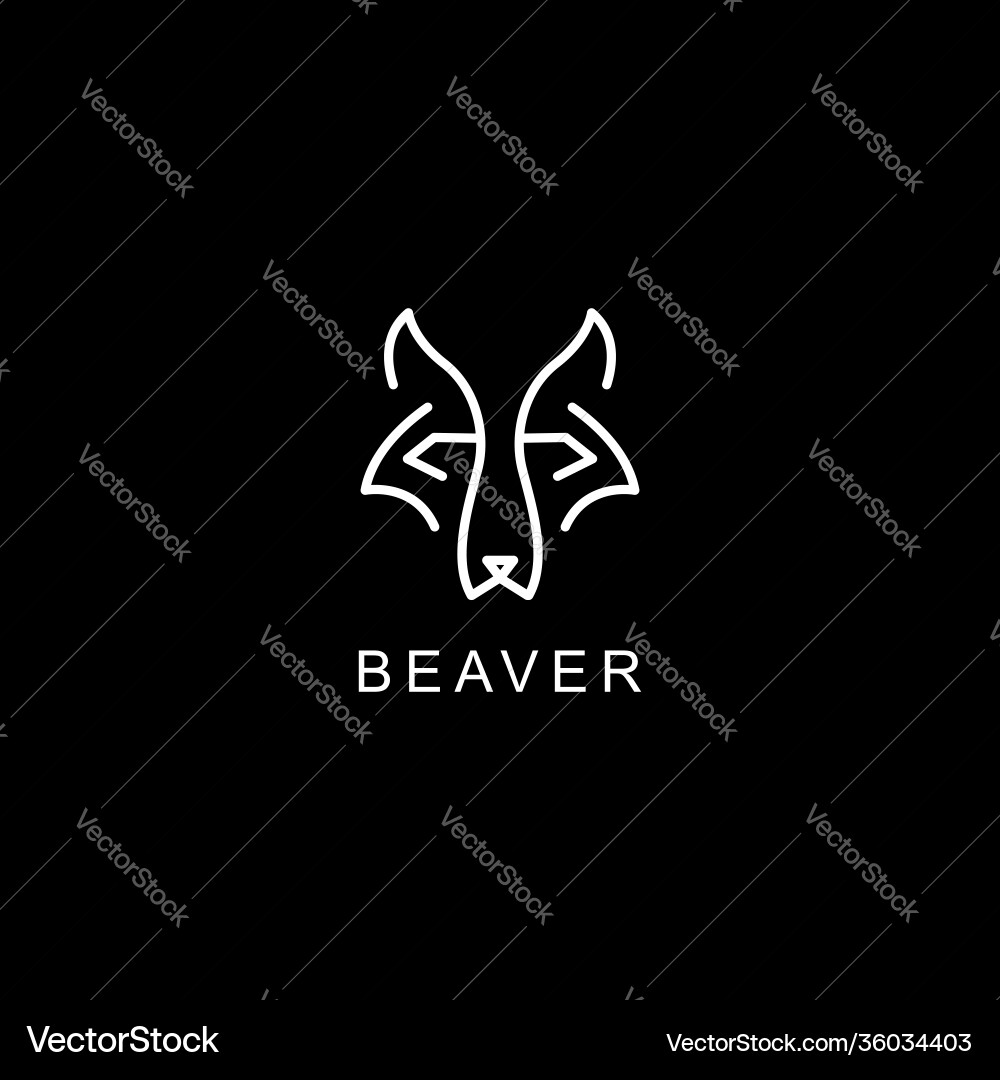 Simple line beaver logo design Royalty Free Vector Image
