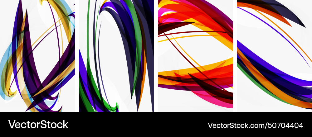 Colorful wave lines poster set for wallpaper Vector Image