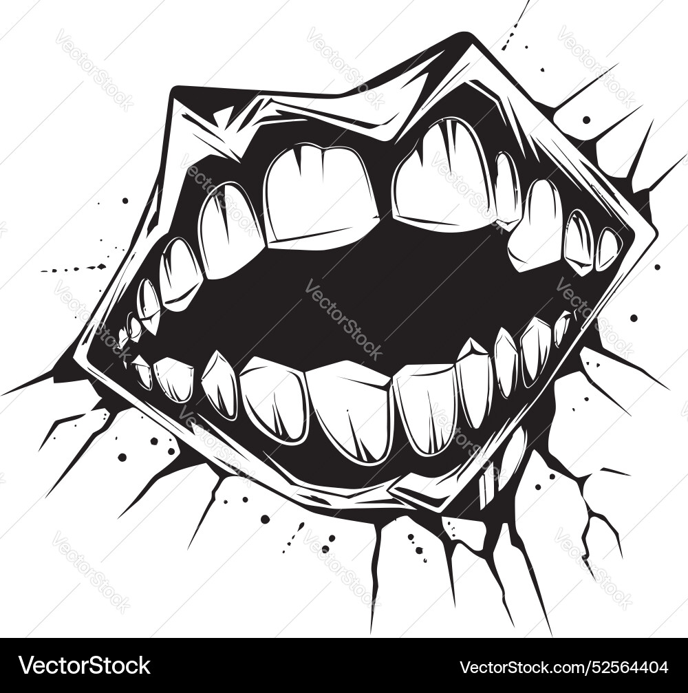 Devils snarl sinister evil mouth diabolic bite Vector Image