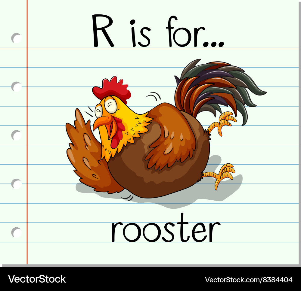 Flashcard letter r is for rooster Royalty Free Vector Image