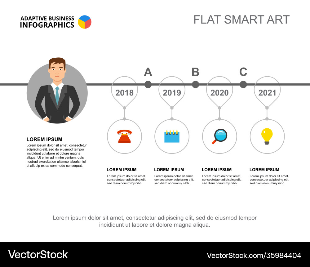 Four years timeline process chart template Vector Image