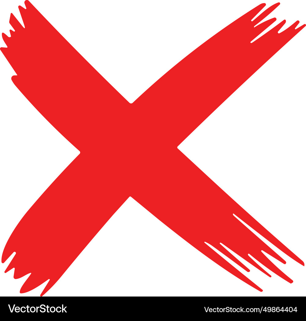 Red cross sign wrong mark x symbol Royalty Free Vector Image