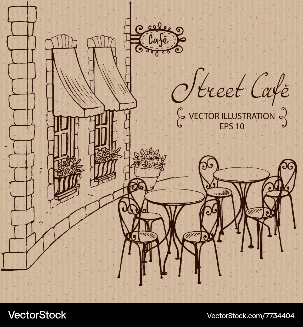 Street cafe with tables Royalty Free Vector Image