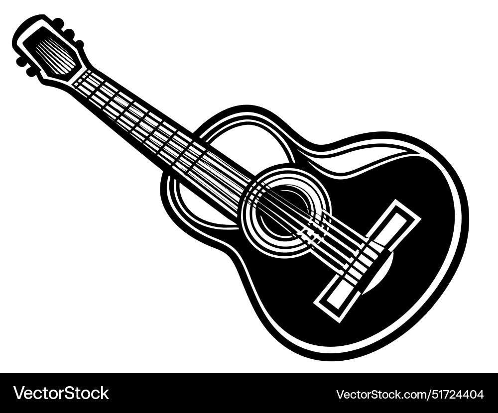 Stylish guitar line art svg g Royalty Free Vector Image