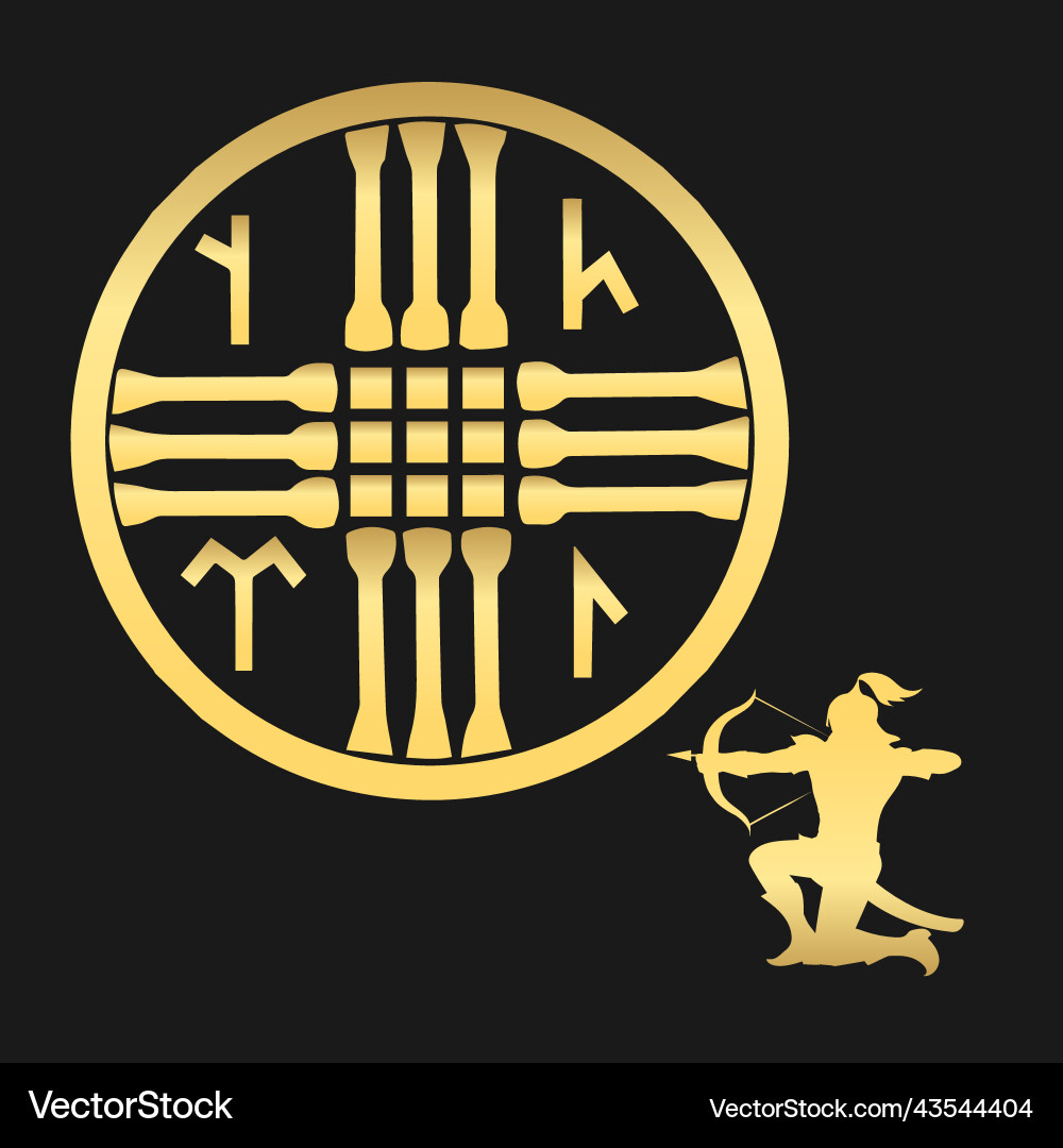 Tengri Sky God Archer Symbol Royalty Free Vector Image