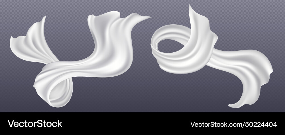 White silk textile ribbons set Royalty Free Vector Image
