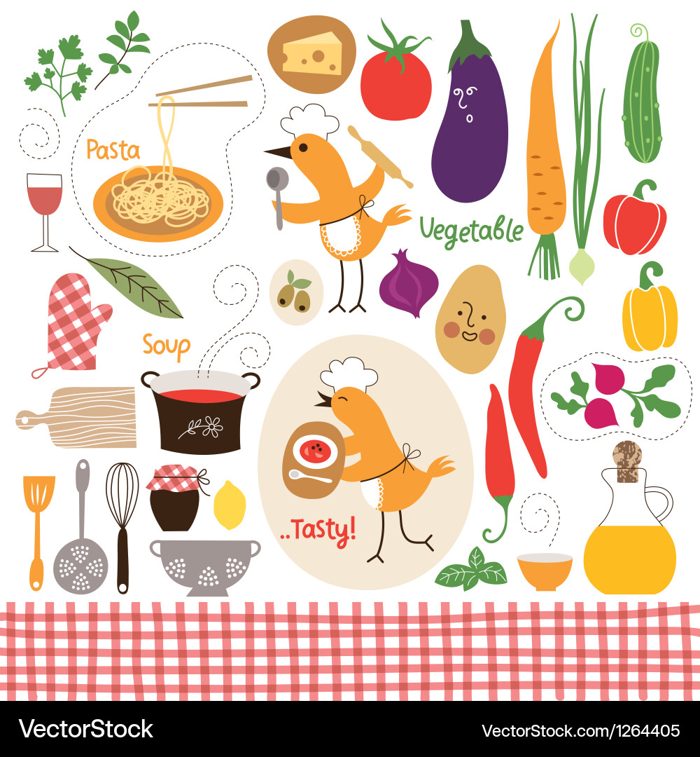 Cartoon Food Ingredient Set Royalty Free Vector Image