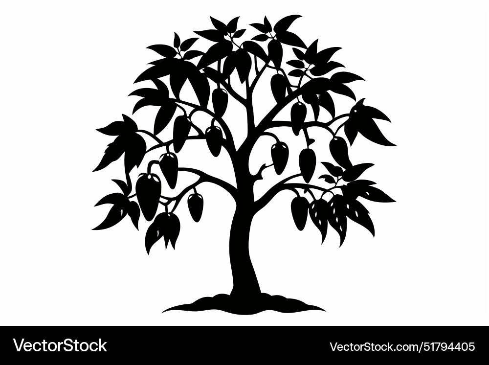 Chili bell tree white background h Royalty Free Vector Image