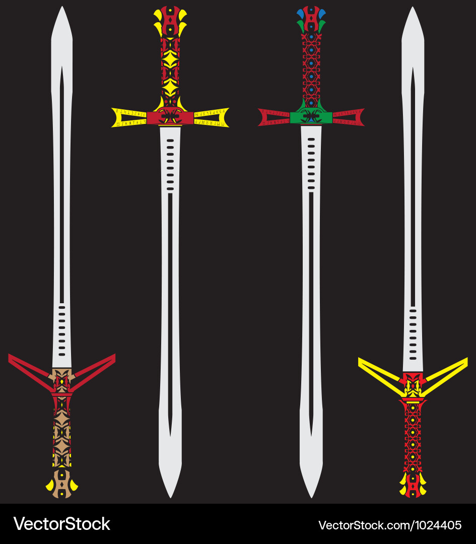Colour swords Royalty Free Vector Image - VectorStock