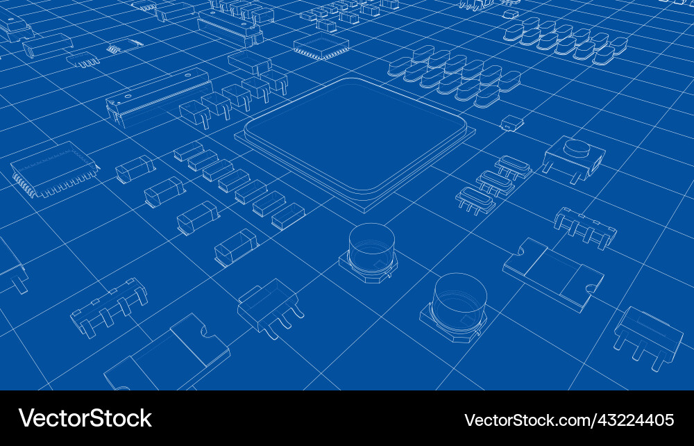 Electric circuit board various chips Royalty Free Vector