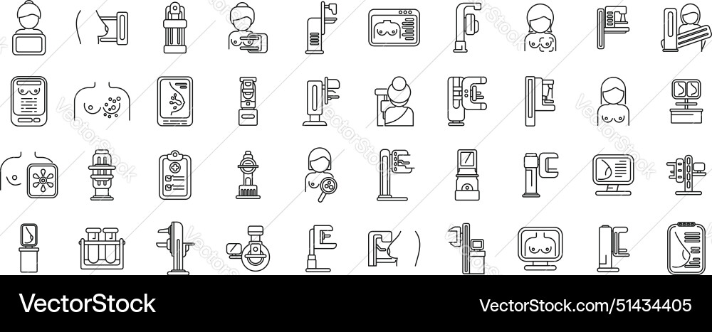 Mammogram icons set a collection Royalty Free Vector Image