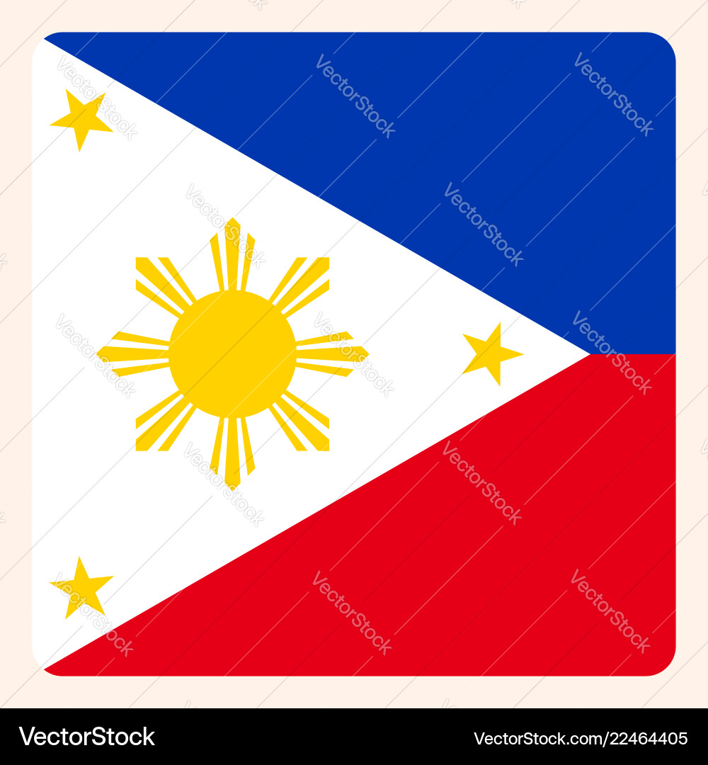 Philippines square flag button social media Vector Image