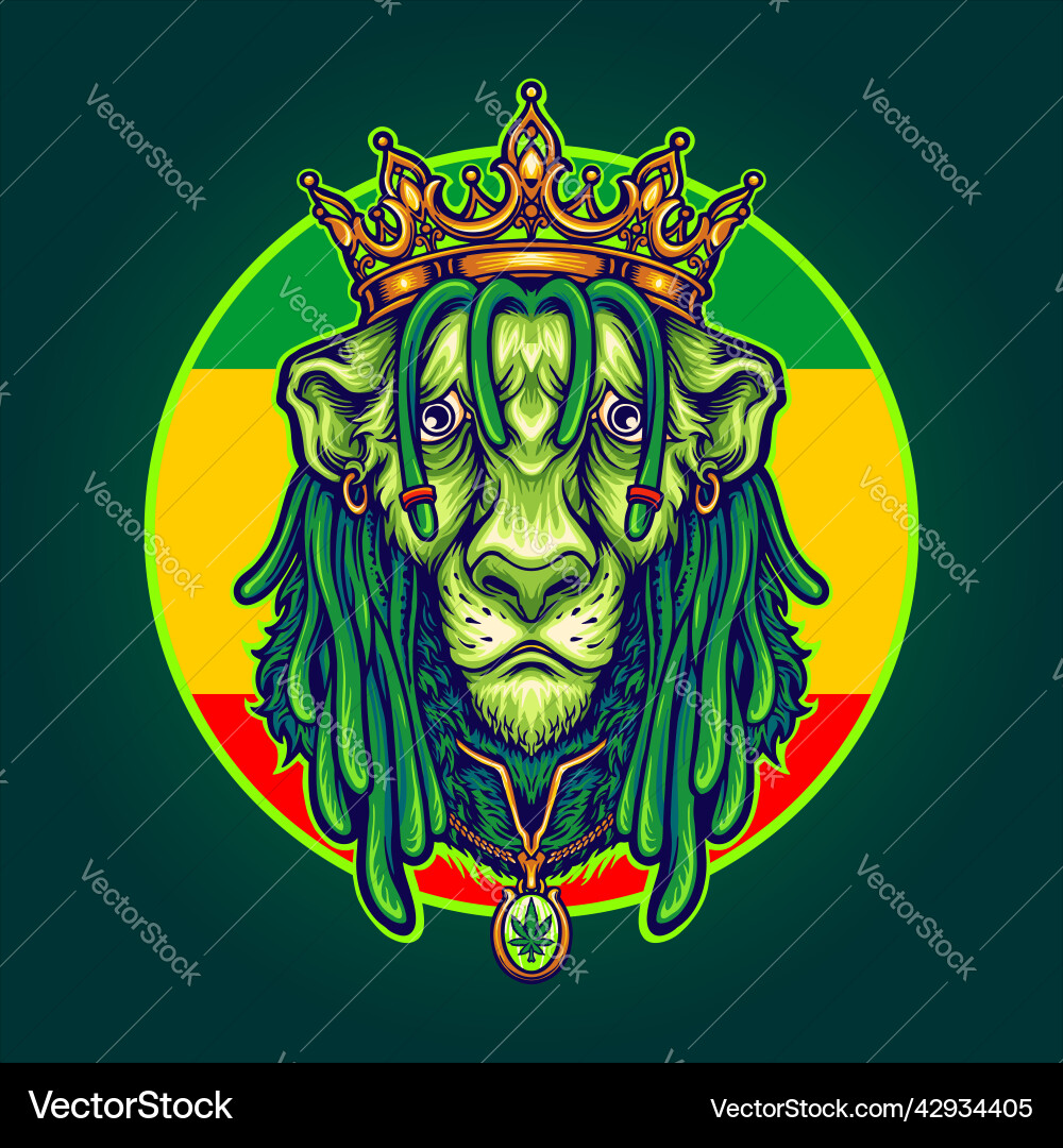 Rasta Lion with Gold Crown Royalty Free Vector Image