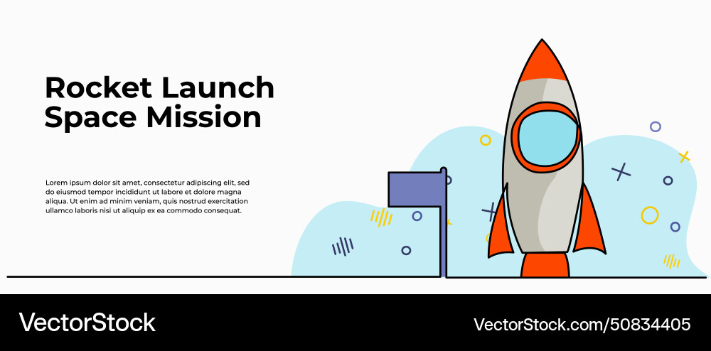 Rocket and flag space travel Royalty Free Vector Image