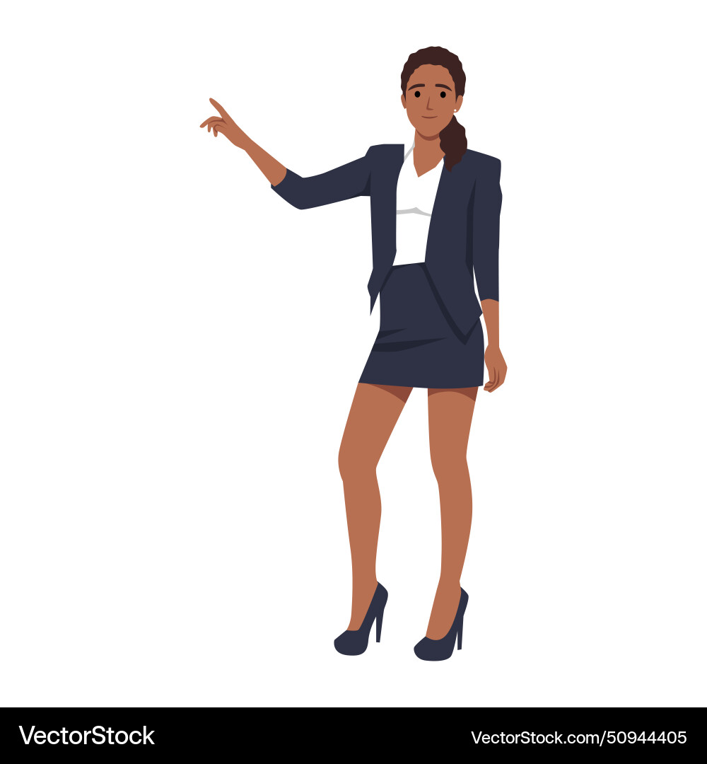 Woman is pointing at something Royalty Free Vector Image