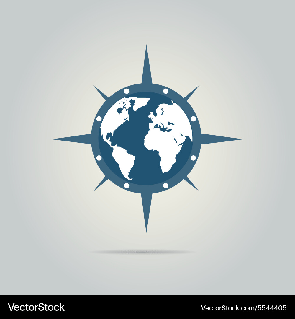 World globe with compass Royalty Free Vector Image