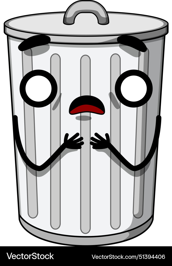 Can trash bin character cartoon Royalty Free Vector Image