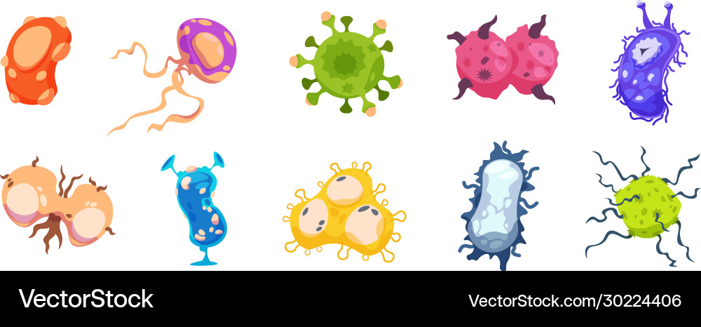 Cartoon virus germs bacterias and flu infection Vector Image