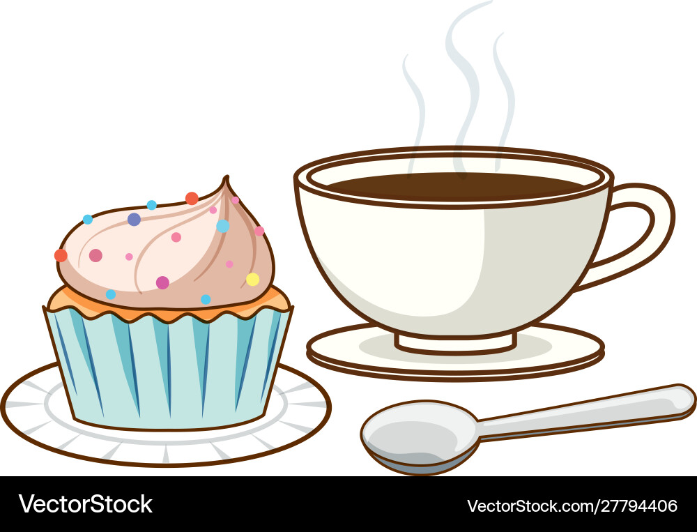 Cup coffee and cupcake Royalty Free Vector Image
