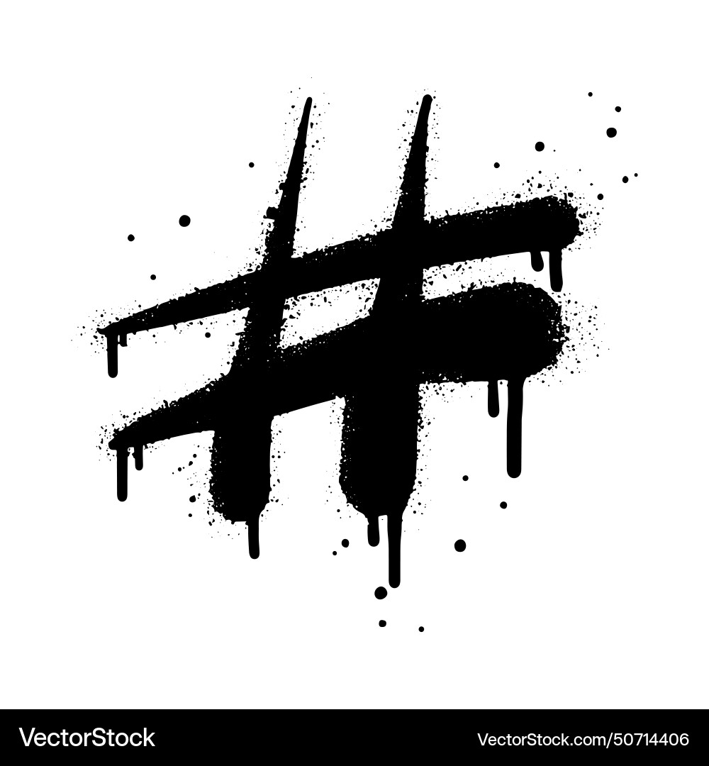 Doodle element hashtag icon spray painted Vector Image