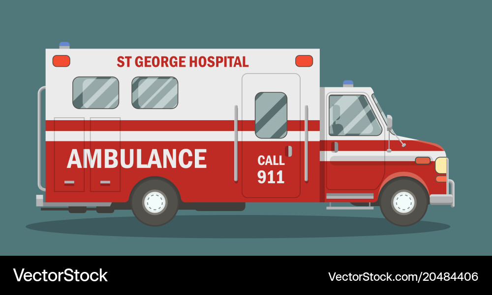 Flat ambulance vehicle Royalty Free Vector Image