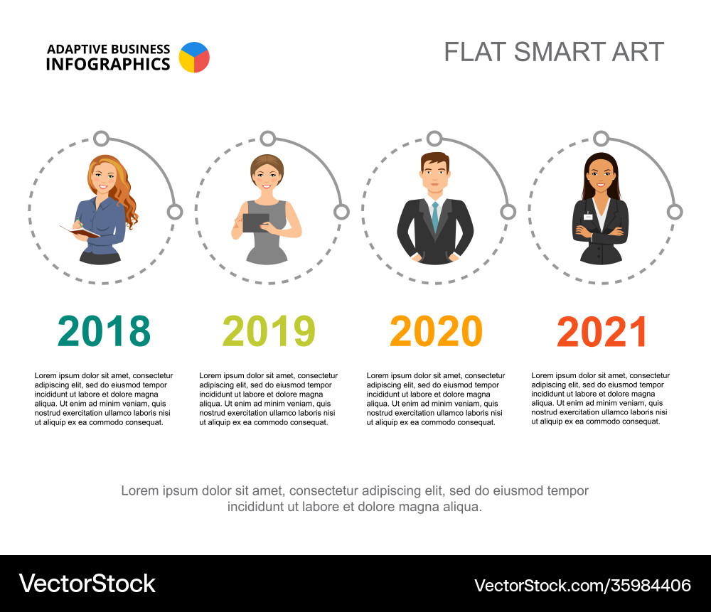 Four years timeline process chart template Vector Image