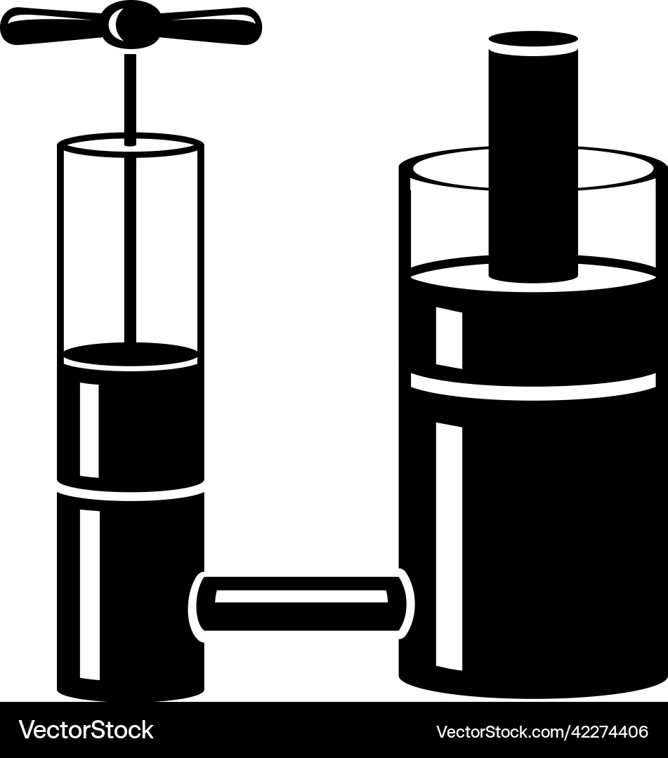 Hydraulic press schematic principle Royalty Free Vector