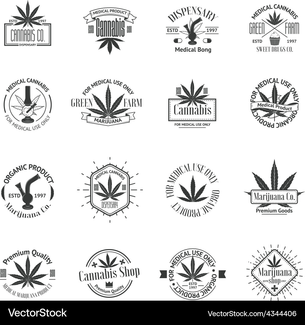 Medical Cannabis Badges & Logos Royalty Free Vector