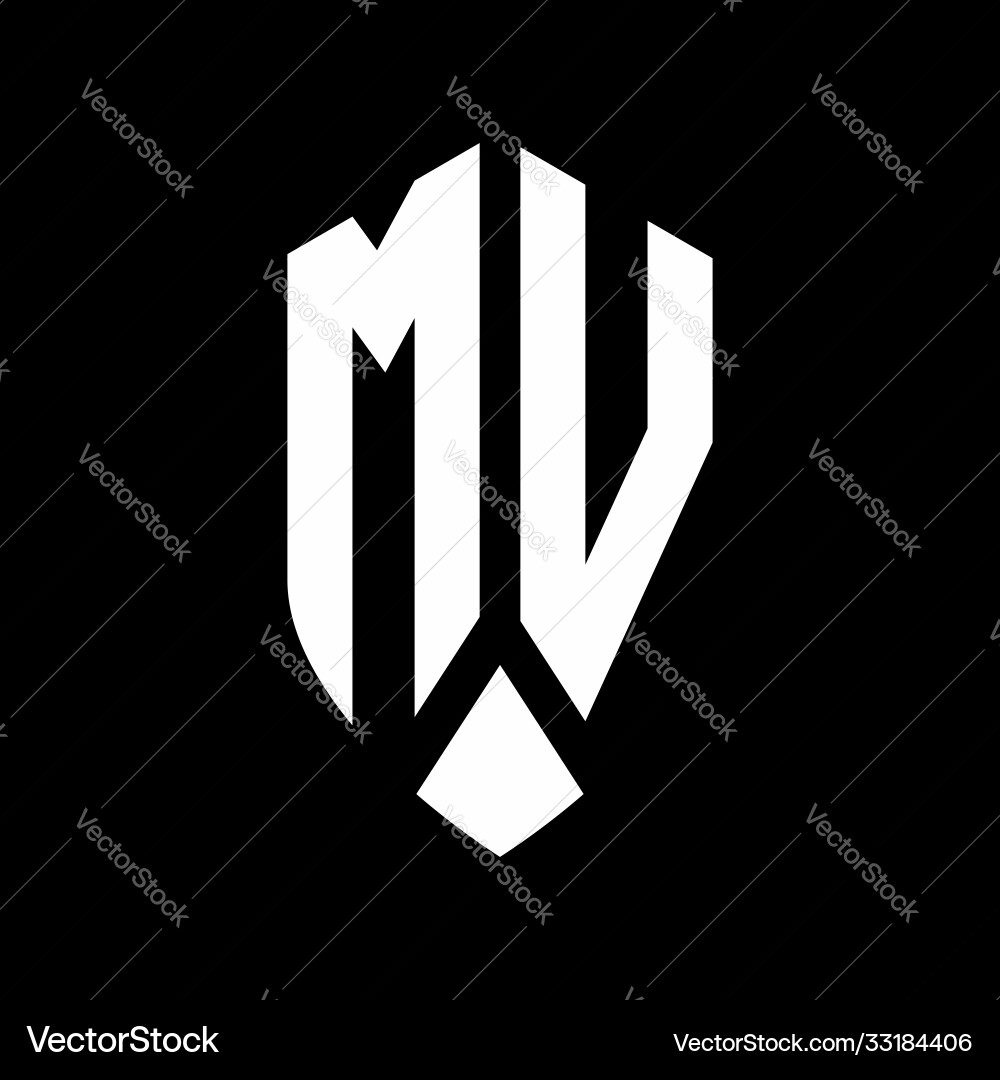 Mv logo monogram with emblem shield style design Vector Image