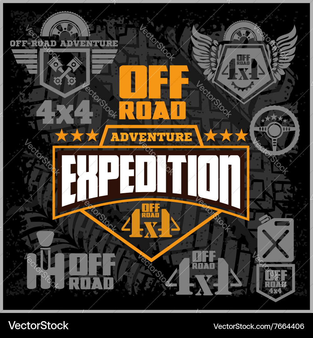 Off-road suv car emblems badges and icons off Vector Image