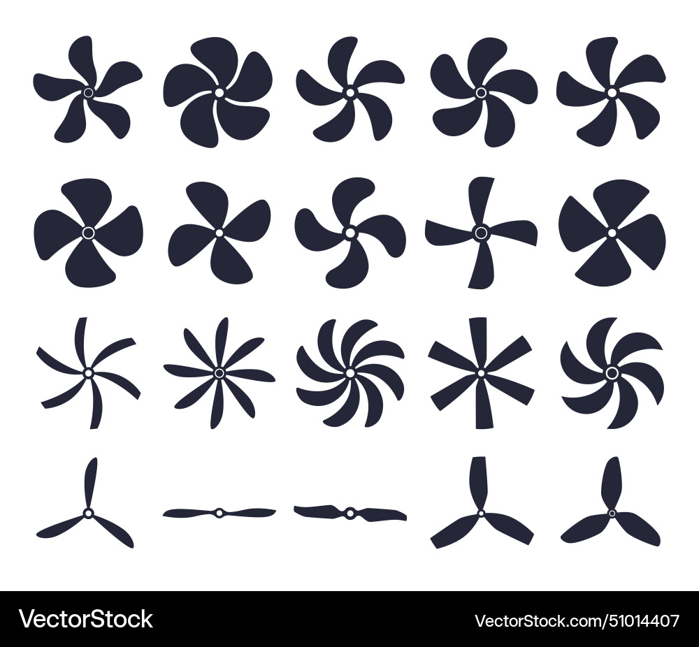 A set of different propellers aircraft propellers Vector Image