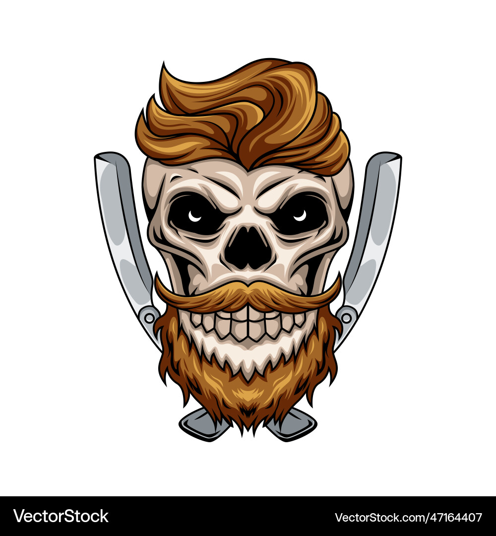 Barber skull graphic mascot character Royalty Free Vector