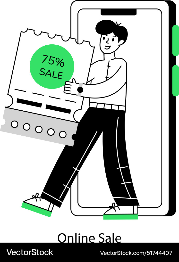 Character based outline mini of onlin Royalty Free Vector