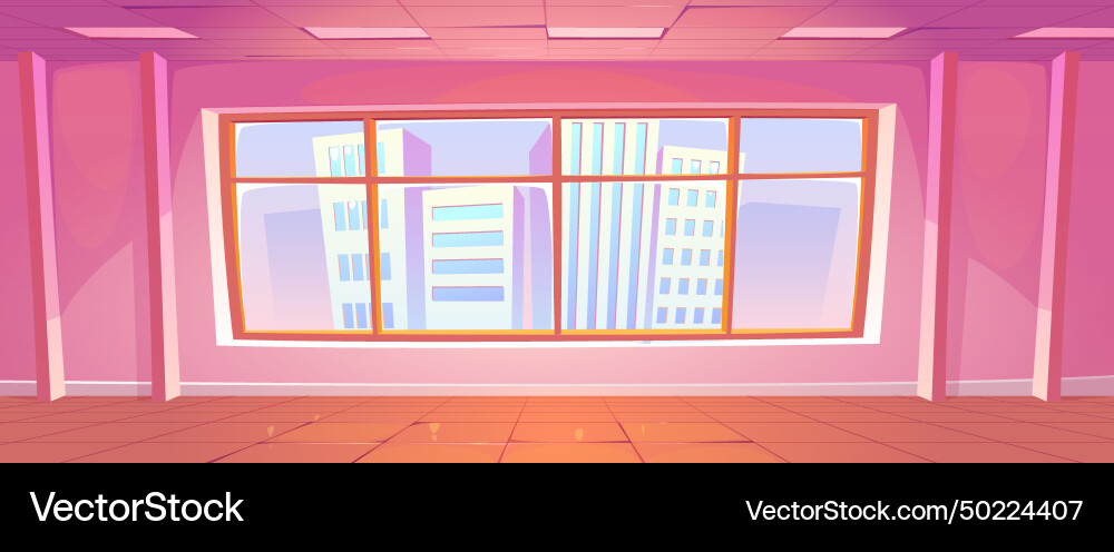 Empty room interior with window and view on city Vector Image