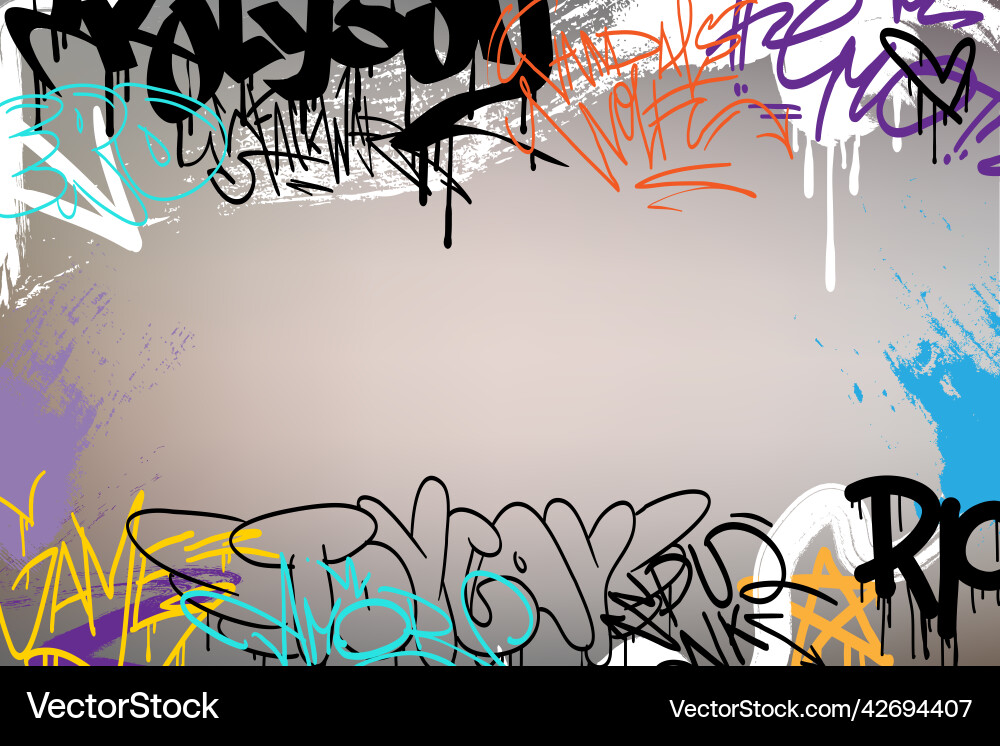 Graffiti tag border frame grunge style Royalty Free Vector