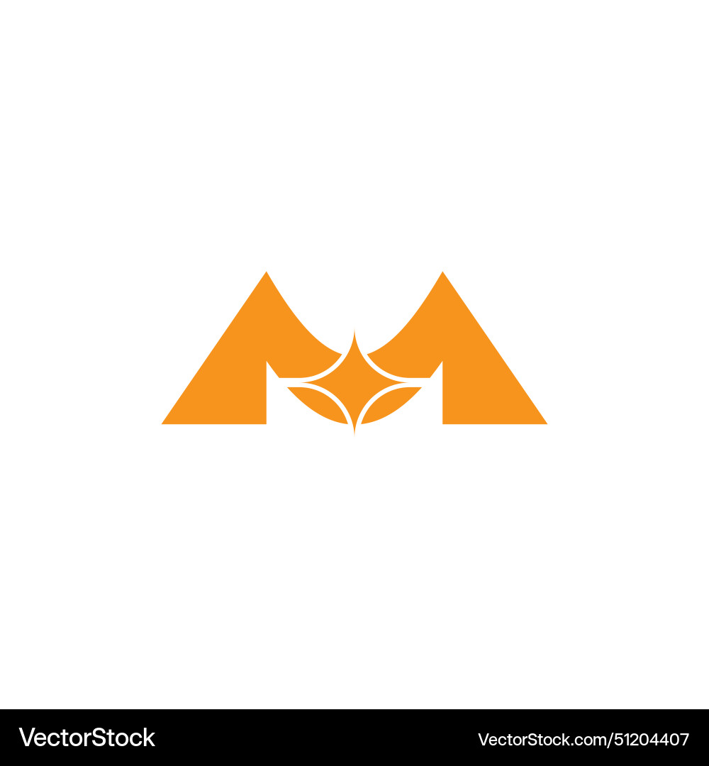 Letter m shine mountain gold mine logo Royalty Free Vector