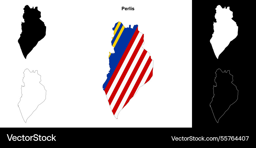 Perlis outline map Royalty Free Vector Image - VectorStock