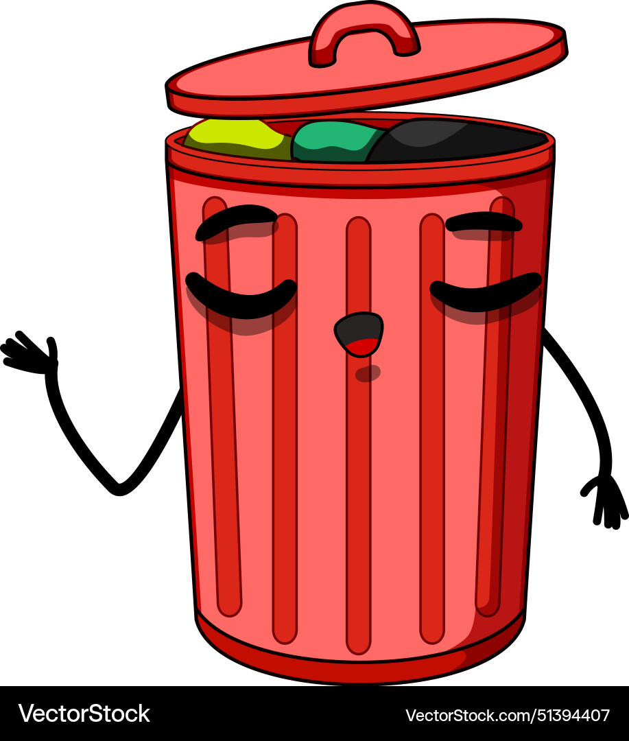 Recycle trash bin character cartoon Royalty Free Vector