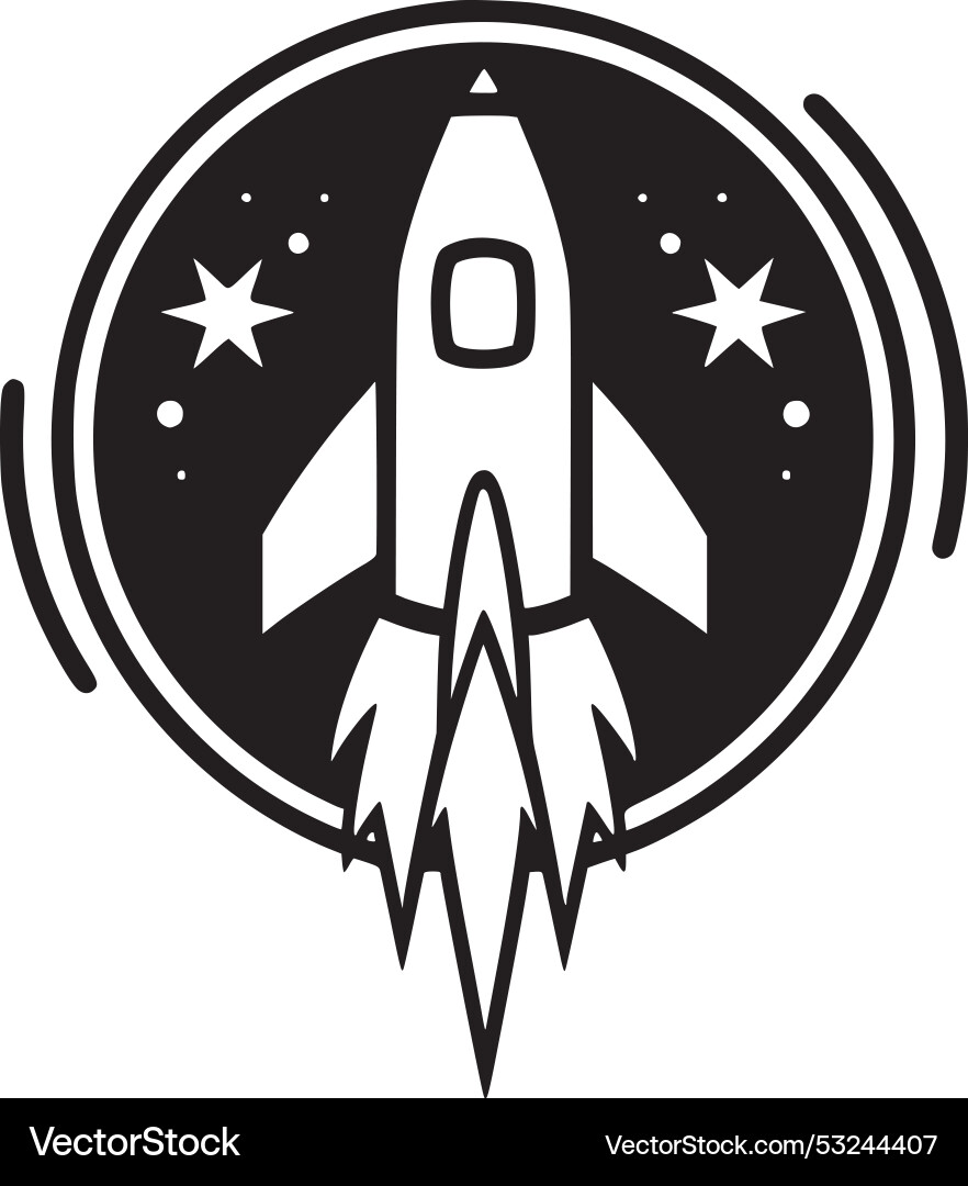 Rocket - black and white isolated icon Royalty Free Vector