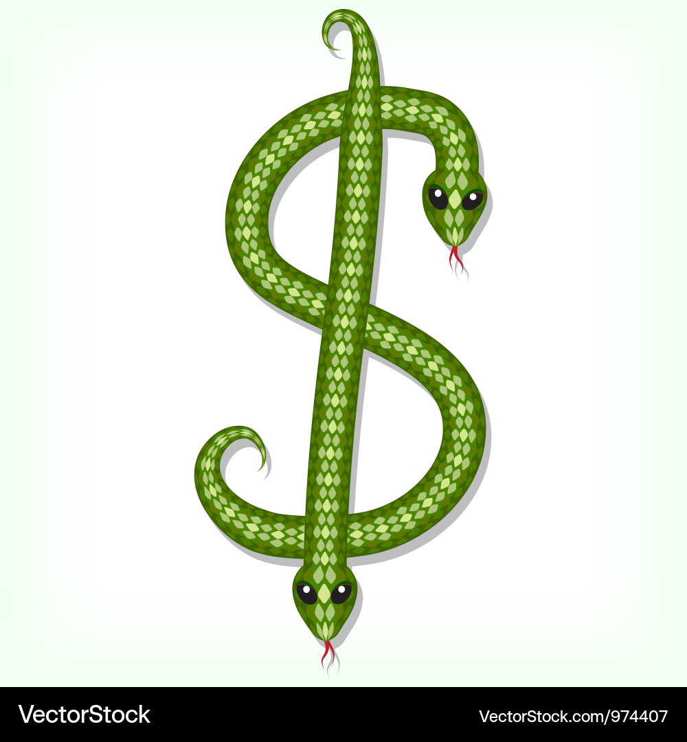 Snake font dollar symbol Royalty Free Vector Image