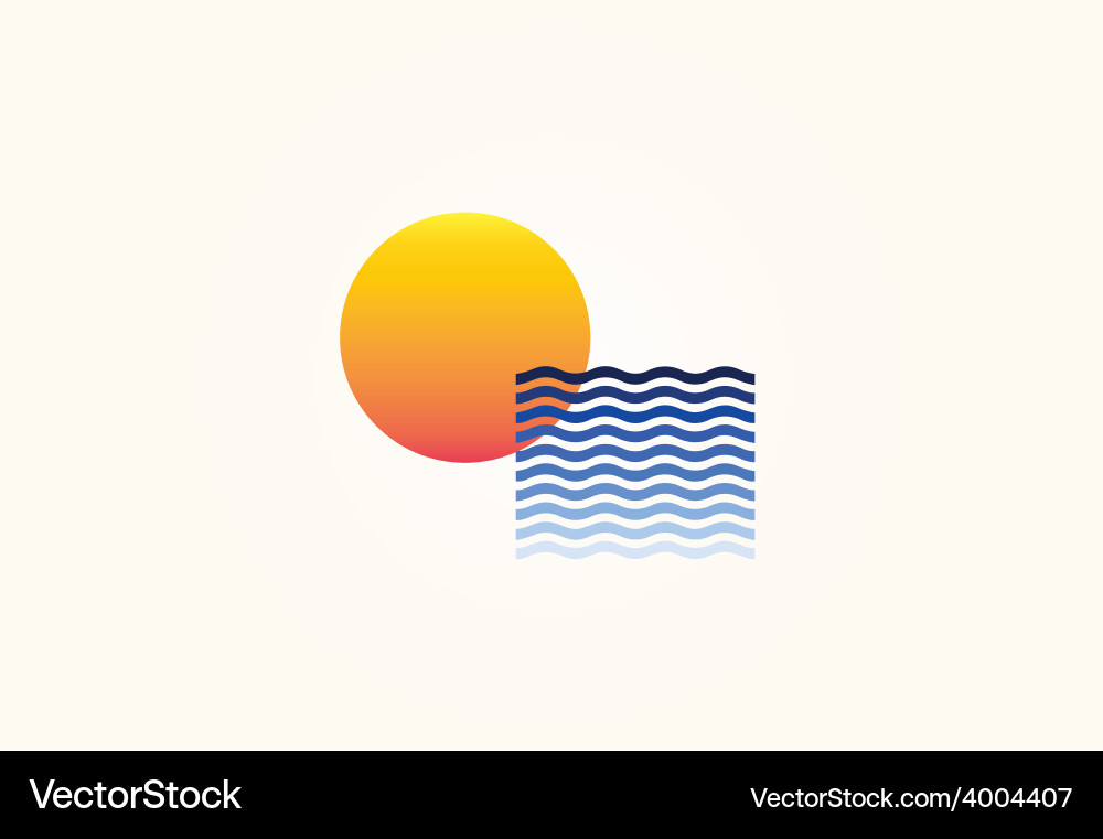 Sun sea Royalty Free Vector Image - VectorStock