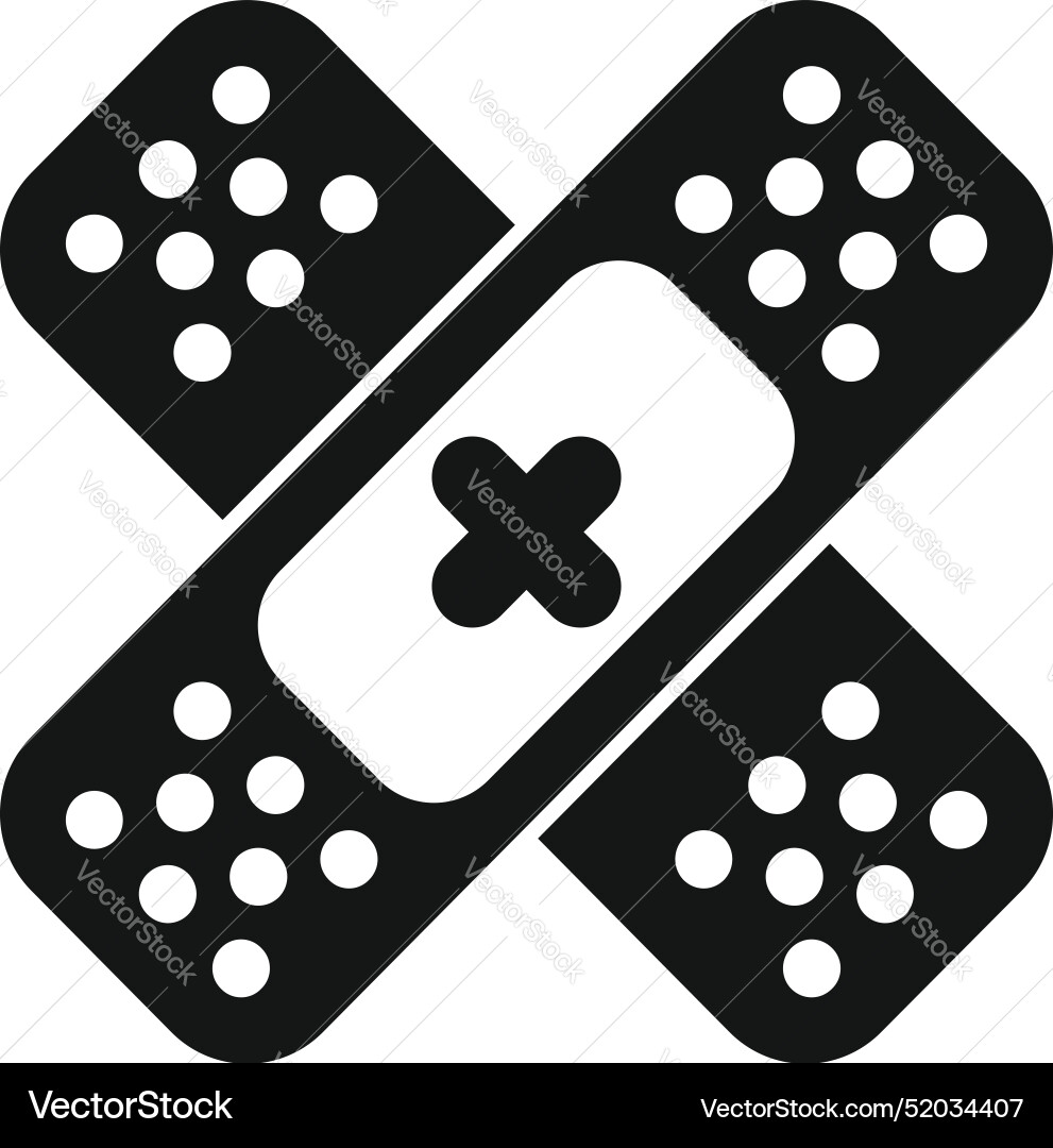 Two adhesive bandages forming a cross shape Vector Image