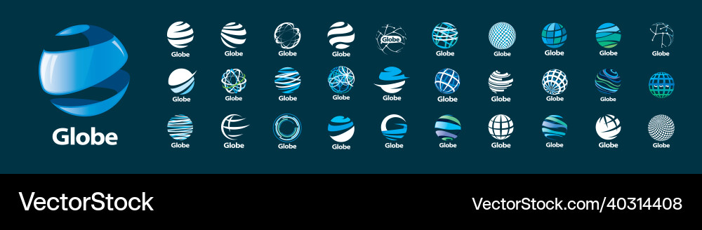 A set of logos the globe on gray Royalty Free Vector Image