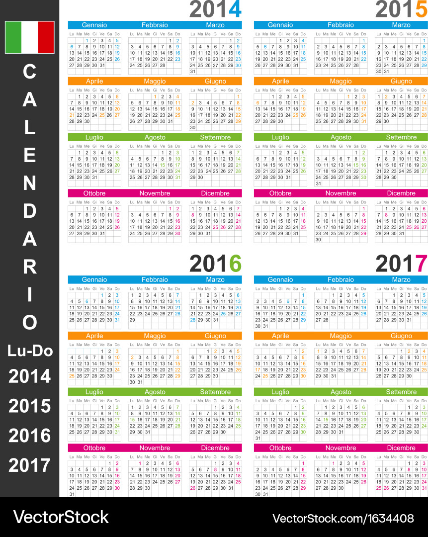 Calendar 2014-2017 Royalty Free Vector Image - VectorStock