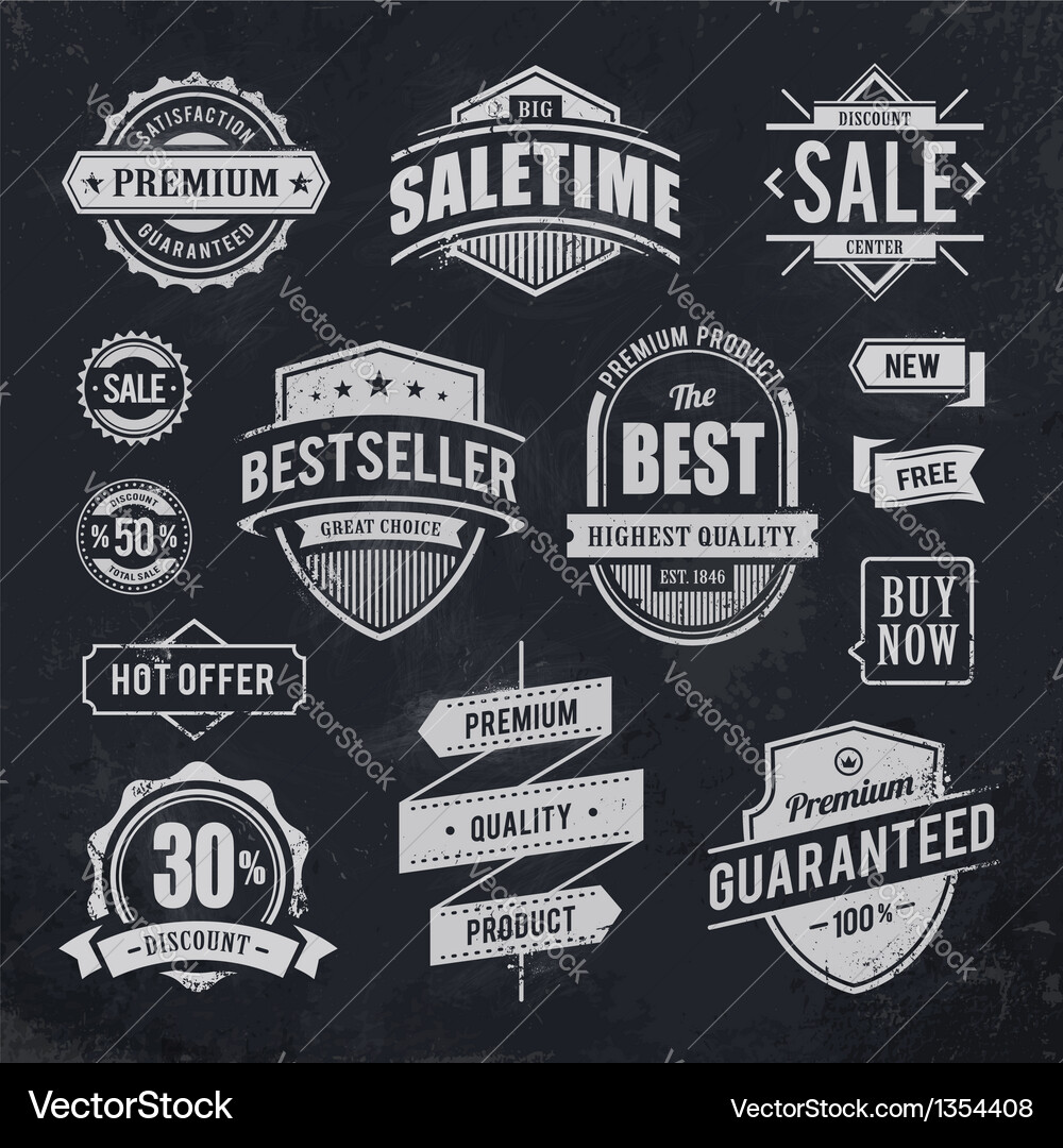 Chalk drawn sale emblems Royalty Free Vector Image